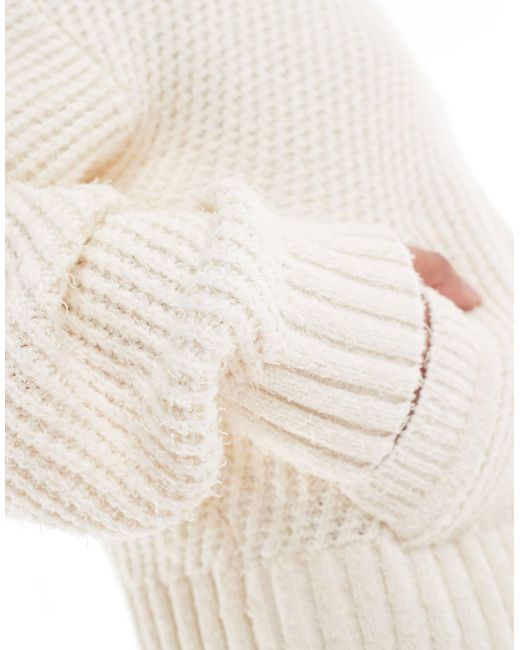 Mango Zip Through Knitted Jacket in White | Lyst