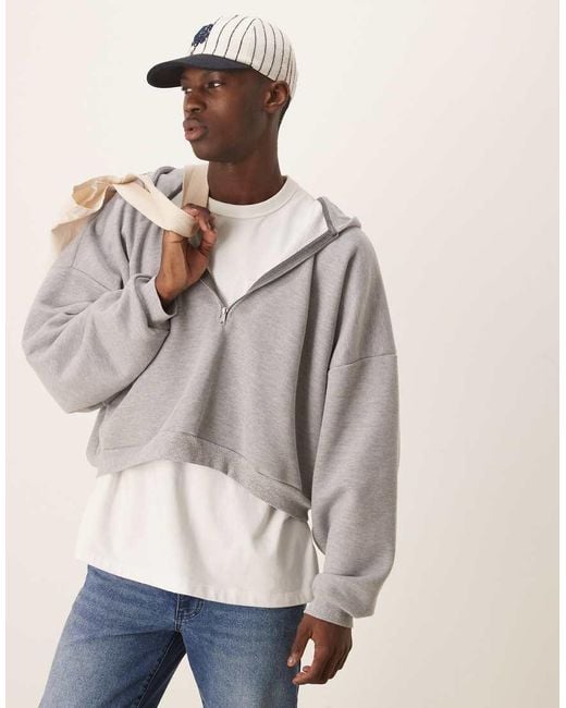 ASOS Heavyweight Extreme Oversized Cropped Hoodie With Half Zip Design ...