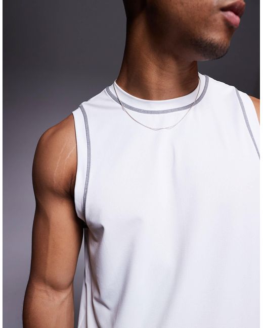 4505 Mesh Drop Armhole Vest With Contrast Seams in Blue for Men | Lyst