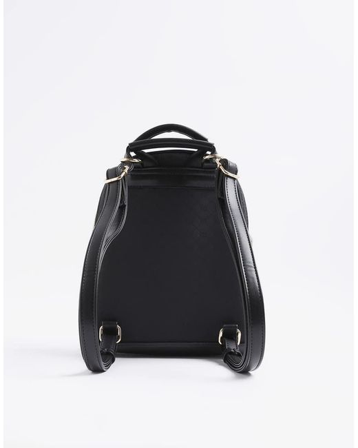 River Island Webbing Logo Front Backpack in Grey | Lyst UK