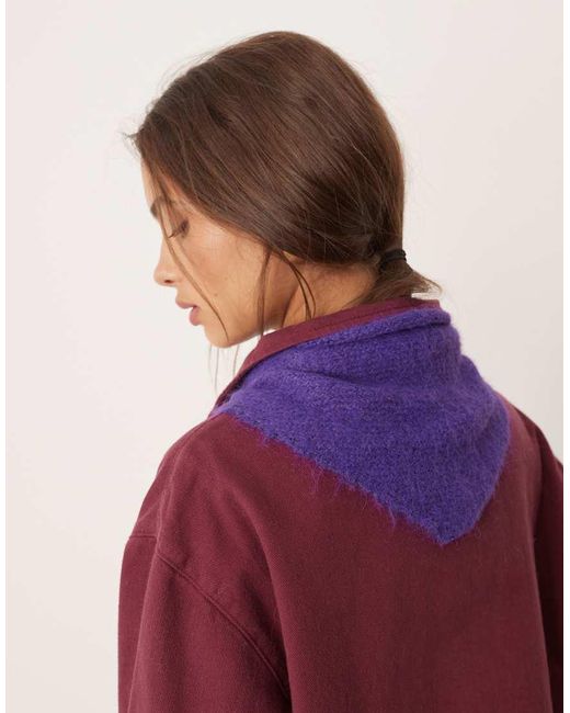 ASOS Knitted Small Triangle Scarf in Purple | Lyst UK