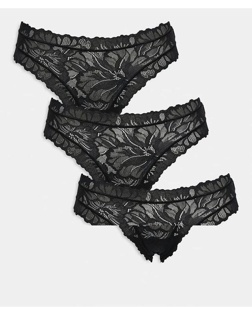 Lindex 3 Pack Lace Brazilian Brief in Black | Lyst UK