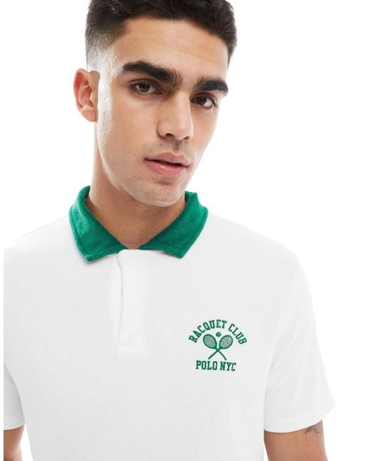 Polo Ralph Lauren Run Club P-wing Logo Cotton Terry Polo in White for ...