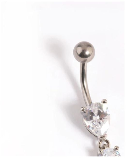 Lovisa Titanium Bottom Drop Belly Bar in White | Lyst UK