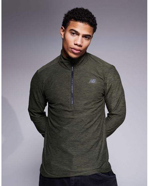 New Balance Sport Space Dye Quarter Zip Long Sleeve Top in Gray for Men ...