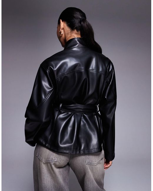 ASOS Leather Look Seam Detail Jacket in Gray | Lyst