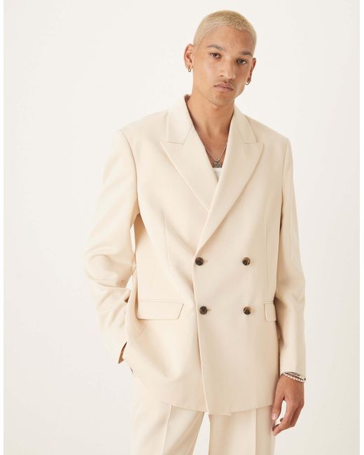 ASOS Relaxed Square Shoulder Double Breasted Suit Jacket With Cotton in ...