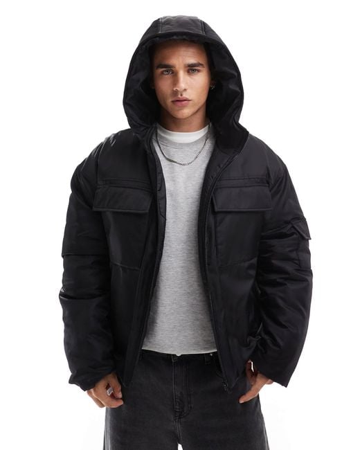 ASOS Utility Puffer Jacket in Black for Men | Lyst
