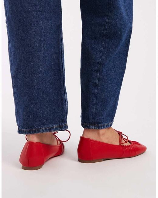 SEQWL Iris Tie Detail Ruched Ballet Flats in Blue | Lyst UK