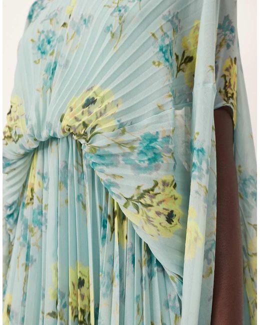 ARRANGE Chiffon Pleat Volume Maxi Dress With Wide Sleeve in Green | Lyst UK