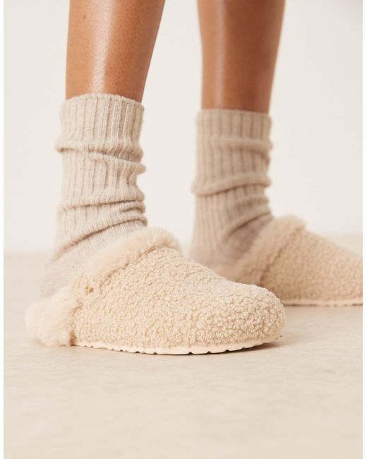 ASOS Zabby Clog Mule Slippers in Natural | Lyst