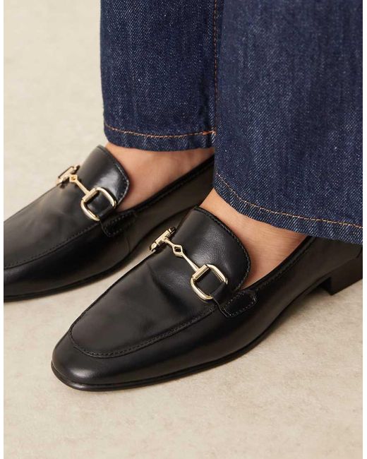 Mango Leather Snaffle Classic Loafer in Blue | Lyst UK
