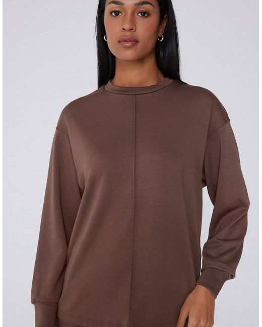 Tezenis Thick Soft Touch Sweatshirt in Brown | Lyst UK