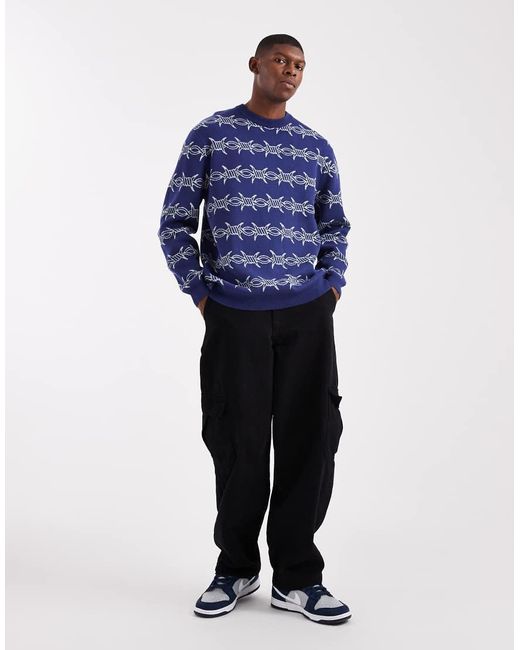 Santa Cruz Wired Monogram Knit Jumper in Blue for Men | Lyst UK