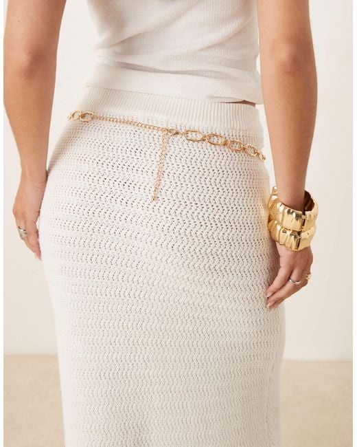 ASOS Waist And Hip Ball Chain Belt in Natural | Lyst
