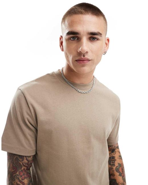 ASOS Essential Heavyweight Boxy T-Shirt 240Gsm in Brown for Men | Lyst UK