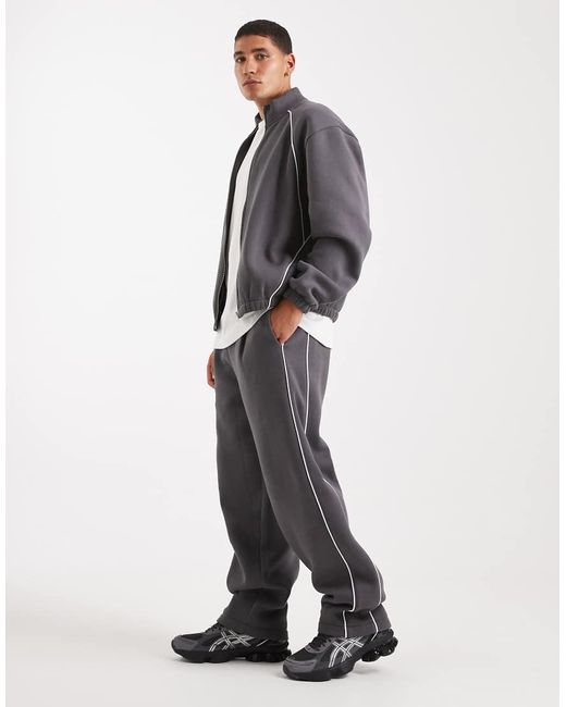 ASOS Co-ord Wide Leg jogger With Cut & Sew Panels in Grey for Men | Lyst UK