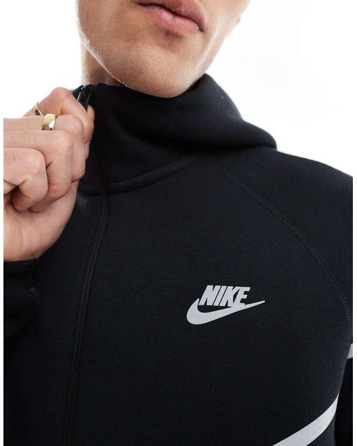 Nike Tech Fleece Reflective Full Zip Windrunner Hoodie in Black for Men ...