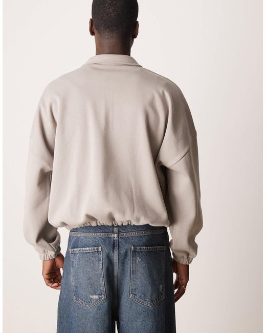 ASOS Oversized Boxy Polo Jumper With Embroidered Pocket in Natural for ...