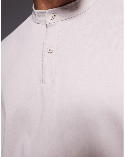 ASOS Heavyweight Oversized Boxy Drop Shoulder Henley 240gsm in Gray for ...