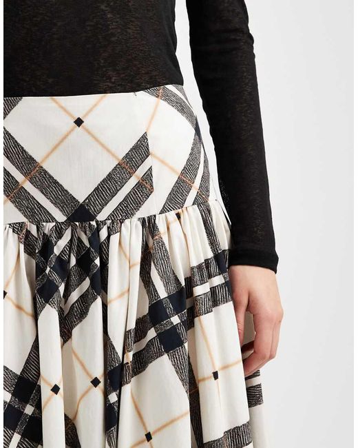 ASOS Drop Waist Volume Midi Skirt in White | Lyst UK
