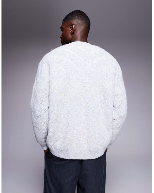 ASOS Super Oversized Textured Knit Cardigan in Blue for Men | Lyst