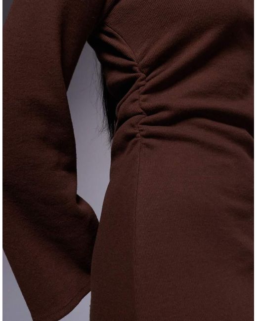 ASOS Supersoft Lace Insert Long Sleeve Maxi Dress in Brown | Lyst UK