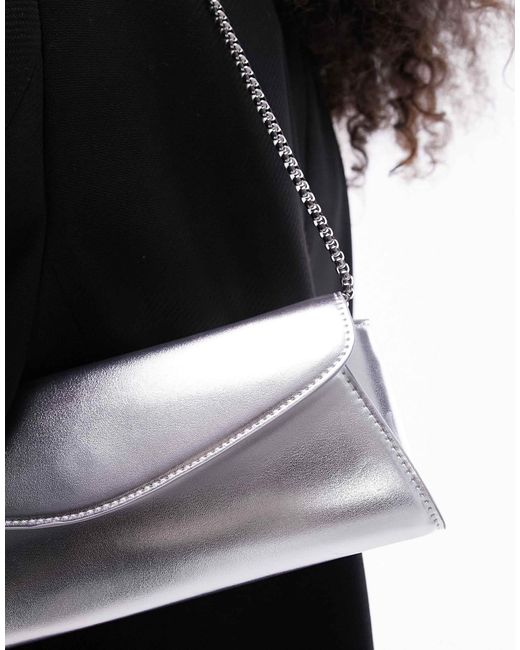 TOPSHOP Sadie Structured Flap Shoulder Bag in Black | Lyst