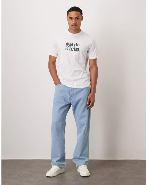 Calvin Klein Large Logo Font T-shirt in White for Men | Lyst UK