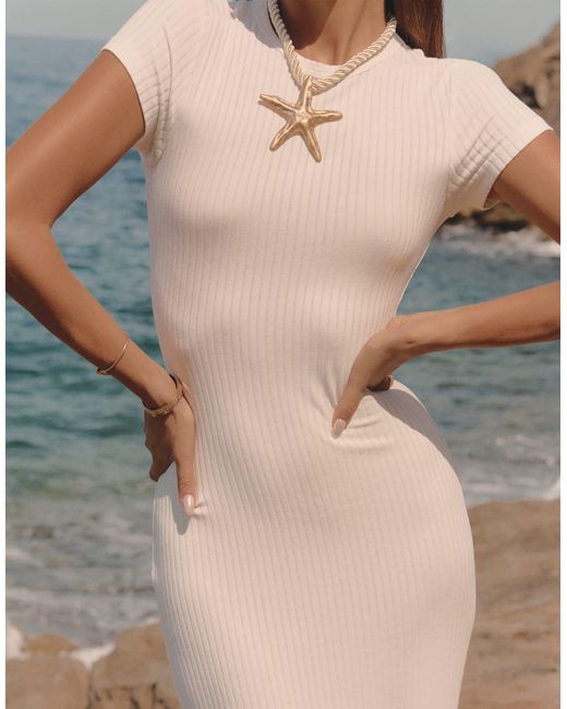 4th & Reckless X Luana Barron Kendall Sheer Jersey Rib Maxi Beach Dress ...
