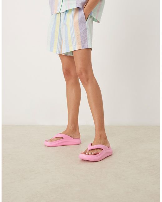 ASOS Fudge Chunky Flip Flops Sliders in Pink | Lyst