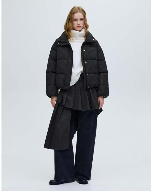 Pull&Bear Pinstripe Padded Jacket in Blue | Lyst UK