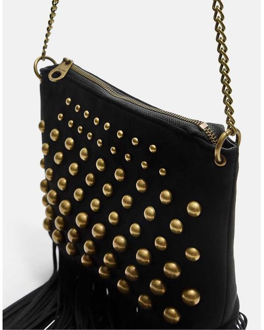 Stradivarius Crossbody Bag With Fringe And Studs in White | Lyst UK