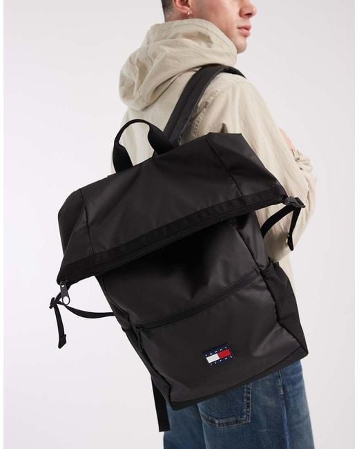 Tommy Hilfiger Daily Roll Top Tech Back Pack in Black for Men | Lyst UK