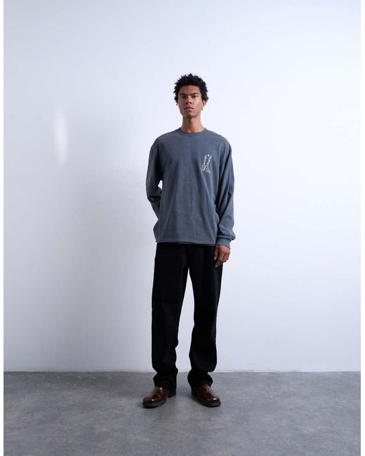 TOPMAN Mason Newman X Relaxed Fit Long Sleeve T-shirt With Cowboy Boot ...
