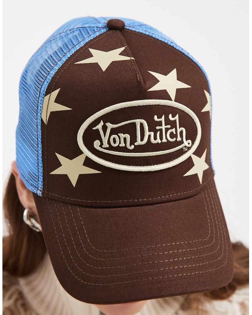 Von Dutch Americana Trucker Cap in Brown | Lyst UK