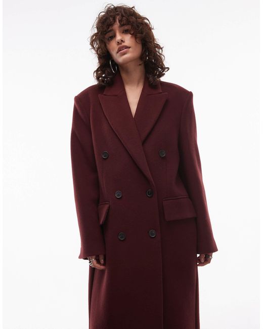 ARKET Wool Blend Double Breasted Maxi Coat in Red | Lyst