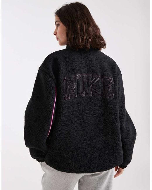 Nike Borg Fleece Jacket in Black | Lyst UK