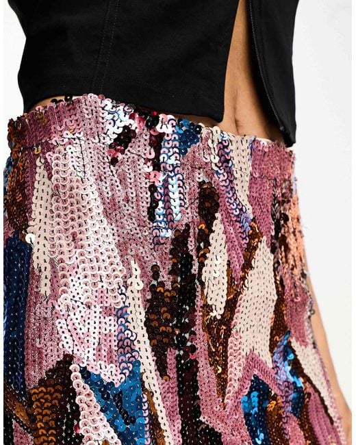 Jaded Rose Tall Statement Sequin Mini Skirt in Red | Lyst