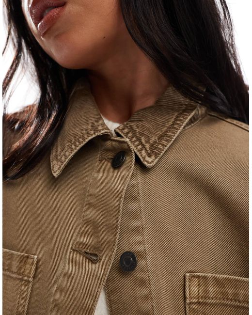 ASOS Denim Barn Jacket With Contrast Collar in Natural | Lyst