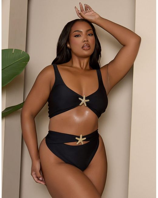 Moda Minx Curve X Bernadette Afia Bikini Top With Starfish Detail in Brown | Lyst