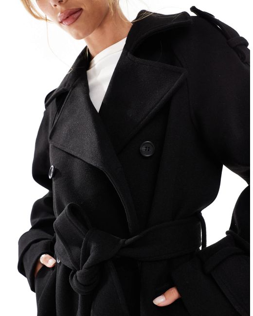 ASOS Formal Faux Wool Trench Coat in Black | Lyst
