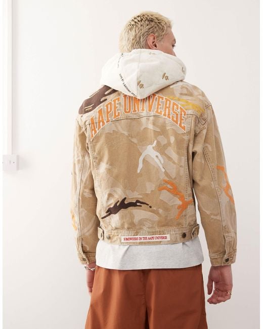 Aape By A Bathing Ape Aape By A Bathing Ape Camo Denim Jacket in White ...