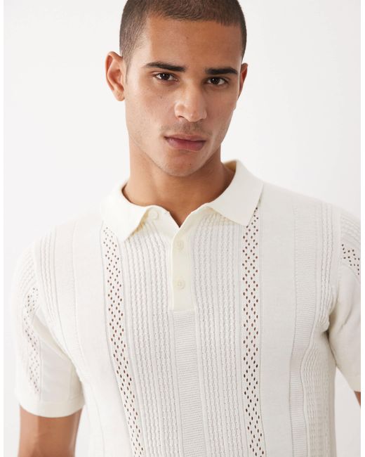 Threadbare Knit Short Sleeve Polo Shirt in White for Men | Lyst