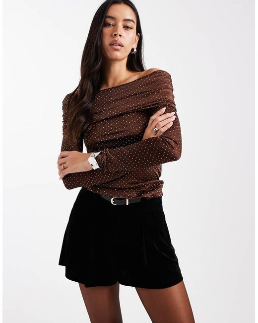 Miss Selfridge Tailored Velvet Micro Short in Brown | Lyst UK