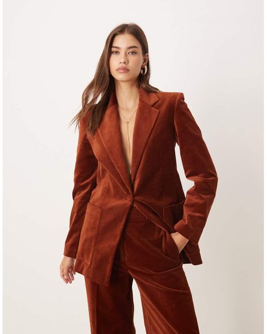 Mango Cotton Velvet Blazer Co-ord in Red | Lyst UK