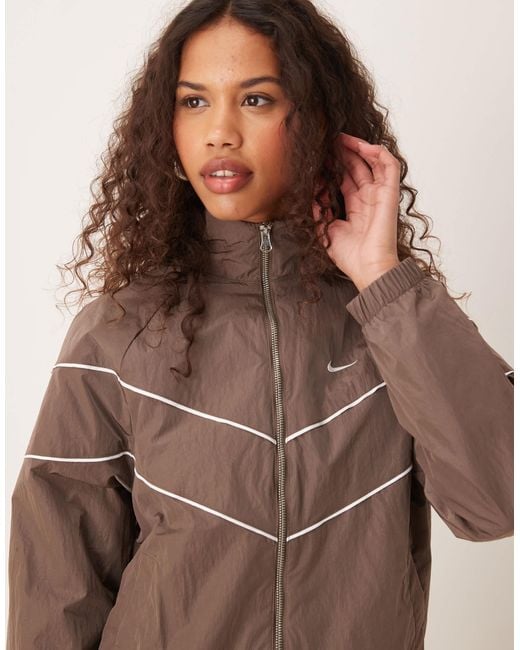 Nike Windrunner Track Jacket in Brown | Lyst
