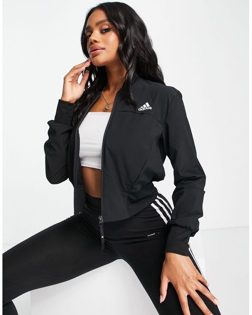 Adidas Aeroready Designed To Move Print Cropped Track Top In Black Lyst Australia