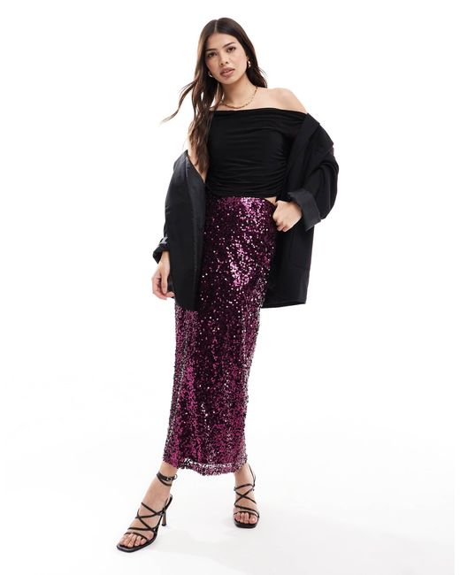 ASOS Sequin Maxi Skirt in Blue | Lyst