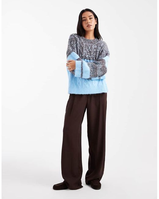 ASOS Cable Multiply Mixed Jumper in Blue | Lyst UK